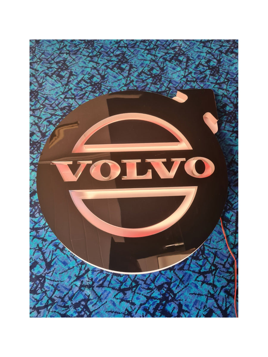 LED Lysskilt 3D, VOLVO Logo / Sort Glans - Rød/RGB 24V – MDA TRUCK AS